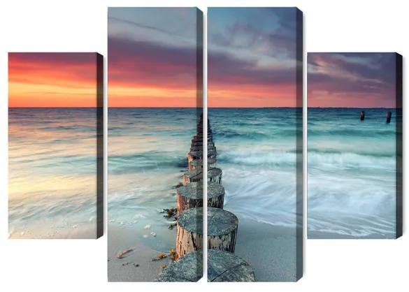 Vícedílný obraz Krásný Západ Slunce Nad Mořem 3D Nedostatek Nedostatek Přírodní plátno 120x90