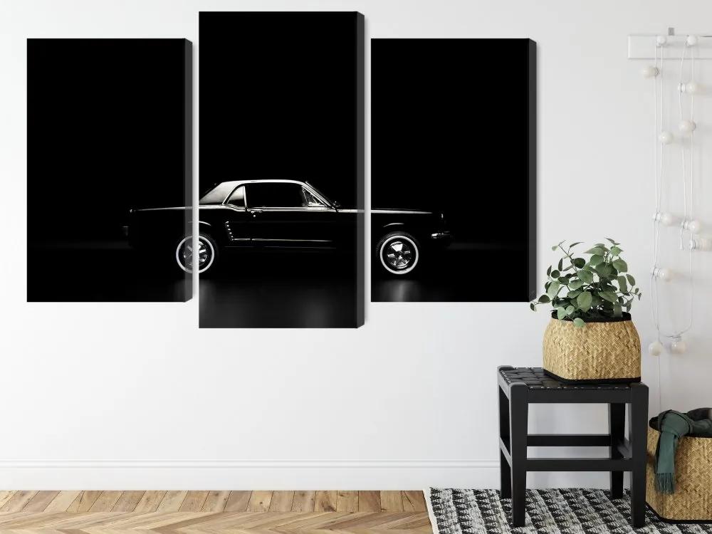 Vícedílný obraz Černé Retro Auto Na Tmavém Pozadí Nedostatek Nedostatek Přírodní plátno 150x100