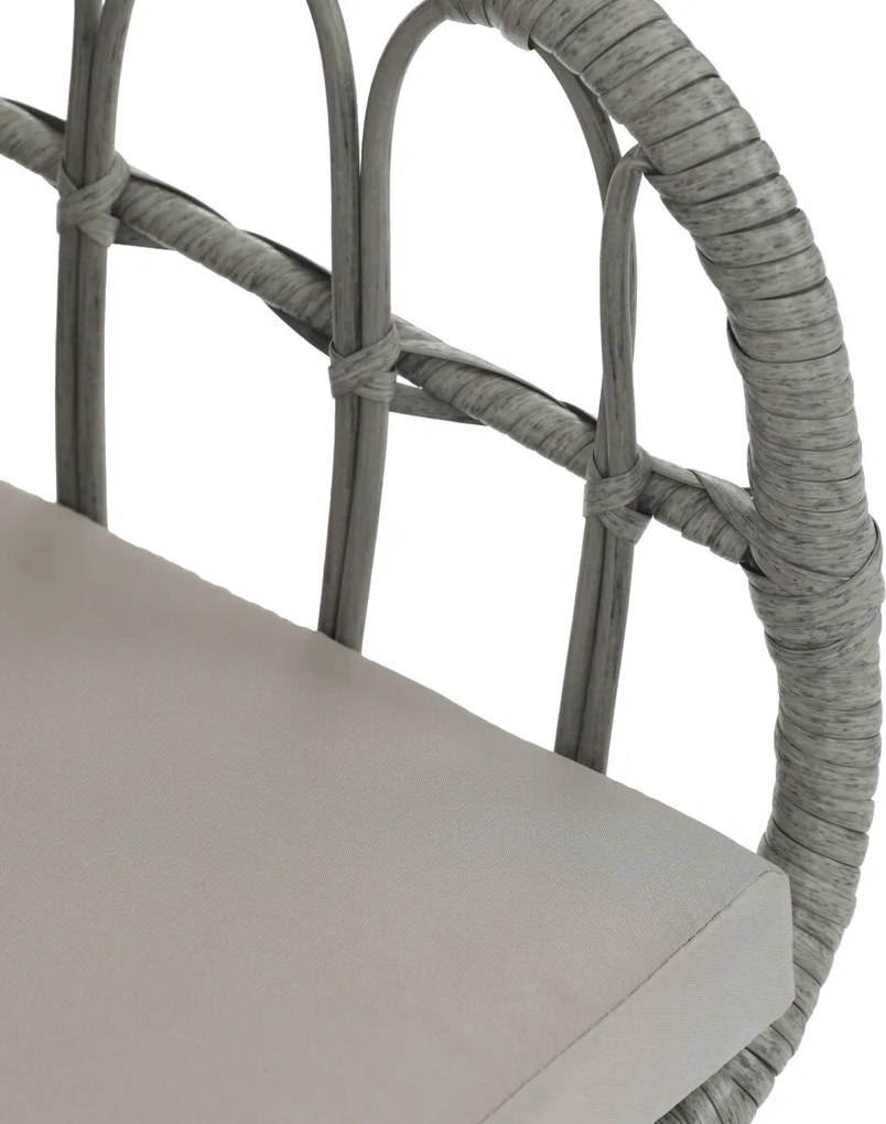 Zahradní židle LIVA - šedý polyratan / černé kovové nohy