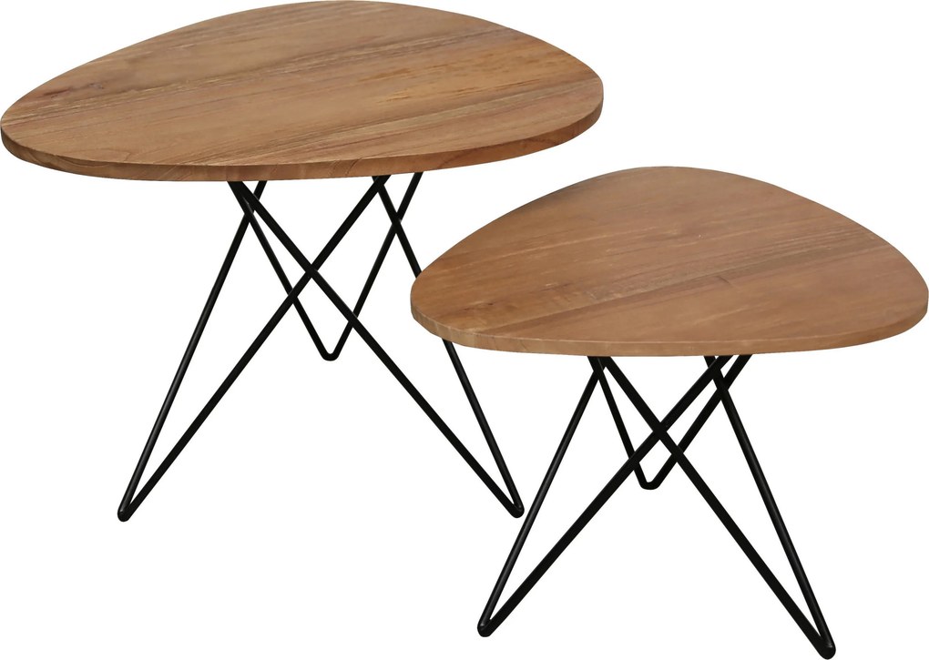 XXXLutz SADA STOLKŮ, dřevo mindi, černá, barvy teak Landscape - Odkládací stolky - 002766006101