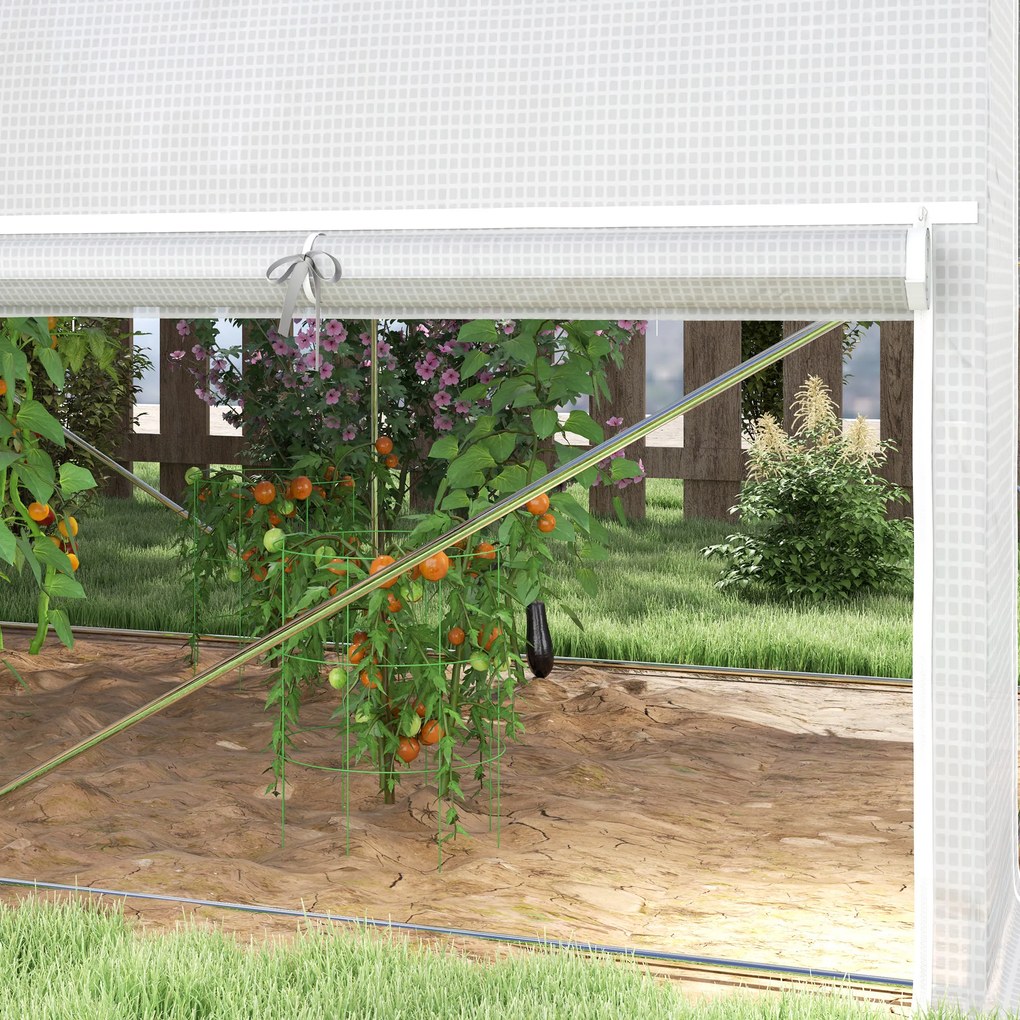 Fóliový skleník Outsunny 3 x 2 x 2 m se 4 okny a dveřmi, rolovací boční stěny, fóliový tunelový skleník na rajčata odolný proti UV záření s pozinkova…