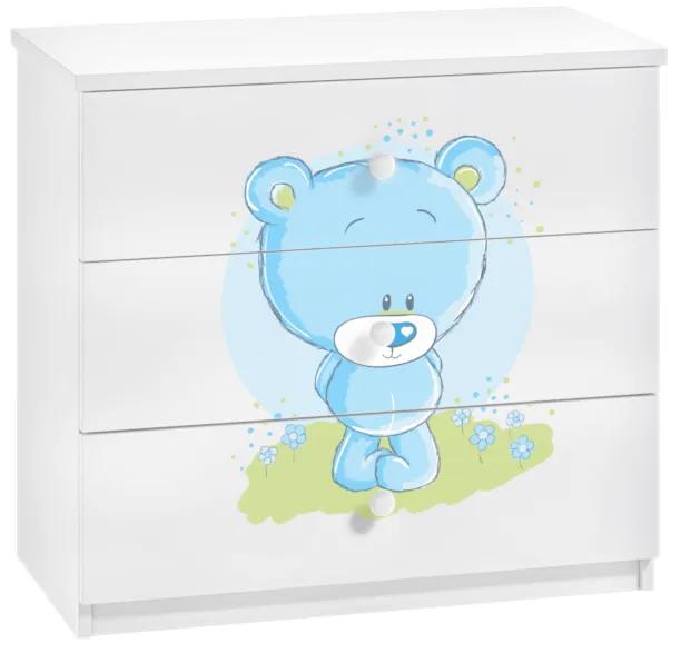 Dětská komoda BABYDREAMS, 80x80x41, bílá/modrý medvěd