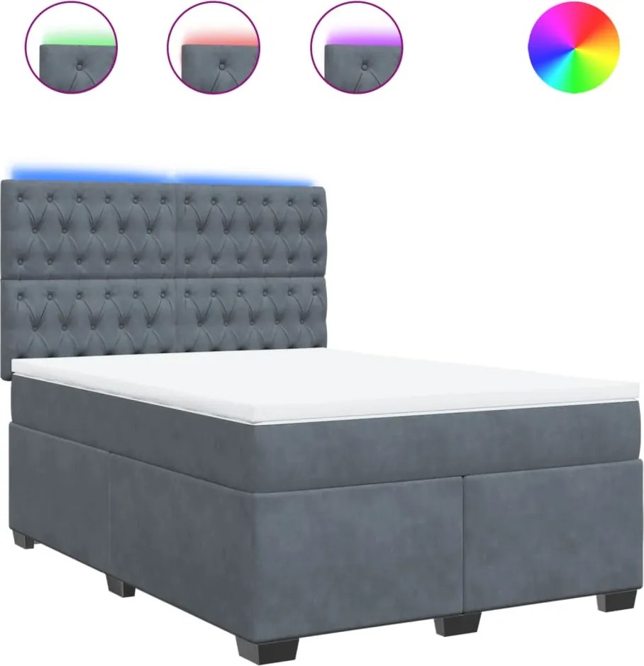 Box spring postel s matrací tmavě šedá 140x200 cm samet 3293237