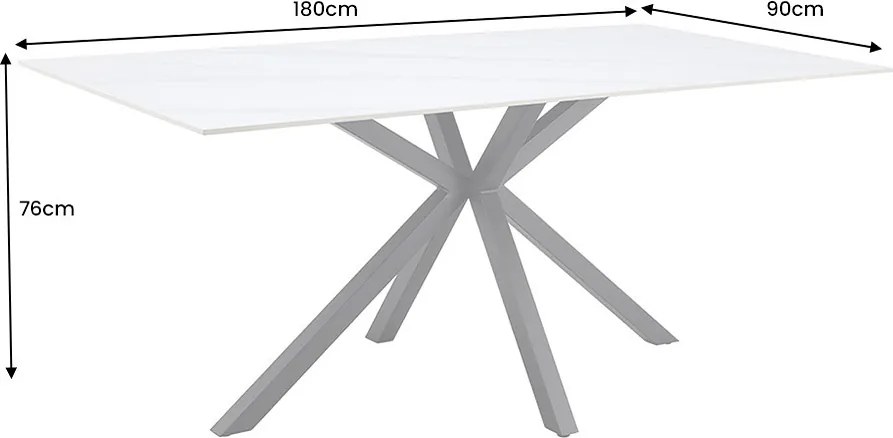 Keramický jídelní stůl Fabrico 180 cm bílý