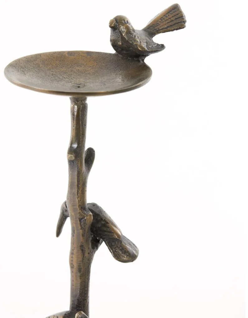 Bronzový antik kovový svícen s ptáčky Bird antique - 17*11*34 cm