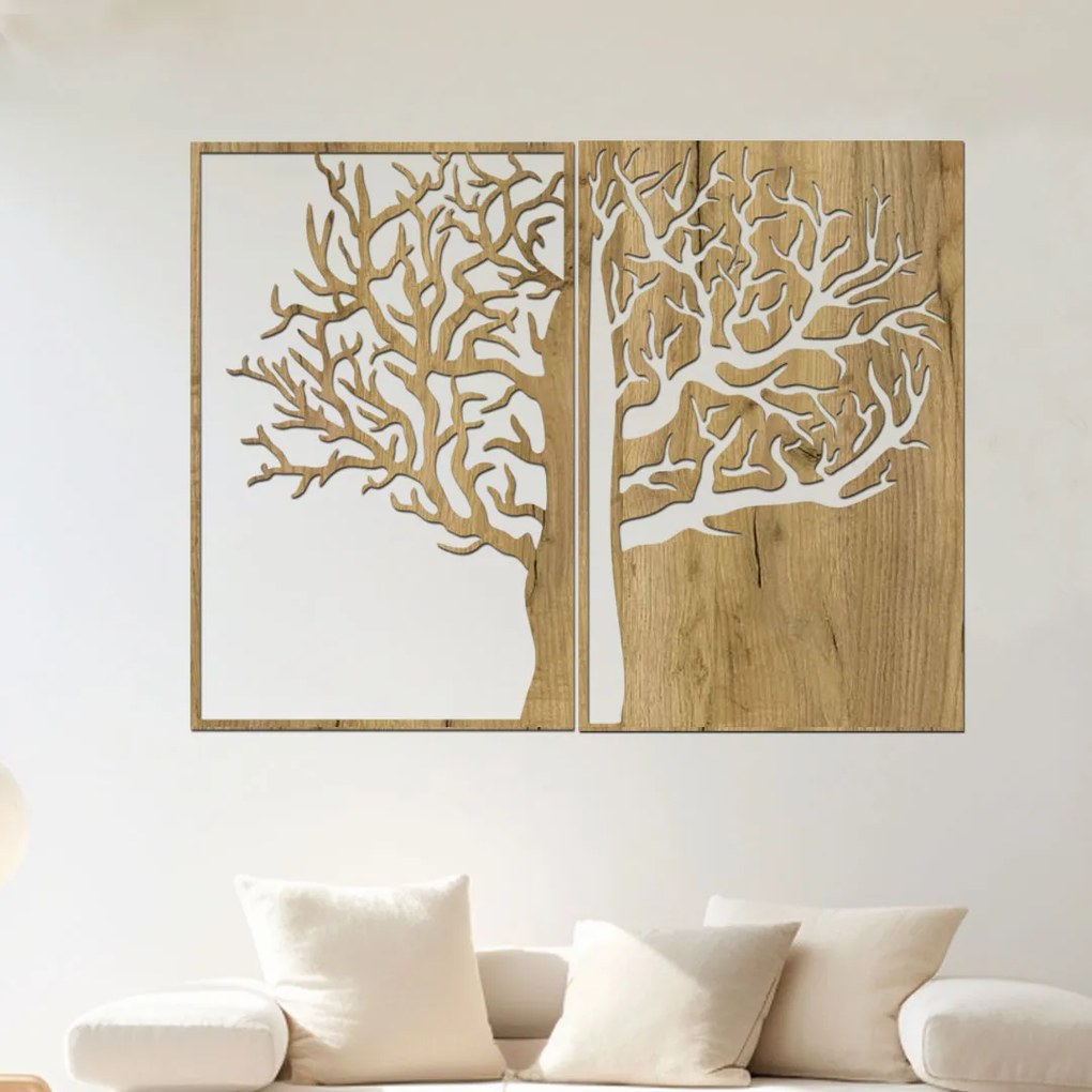 dřevo života Dřevěný strom na zeď DUALITY Zvolte barvu dekoru: Černá, Rozměry šxv (cm): 60x45