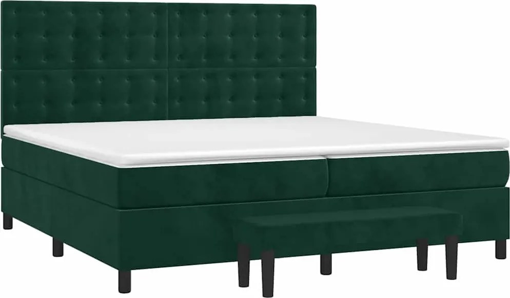Box spring postel s matrací tmavě zelená 200x200 cm samet 3138106