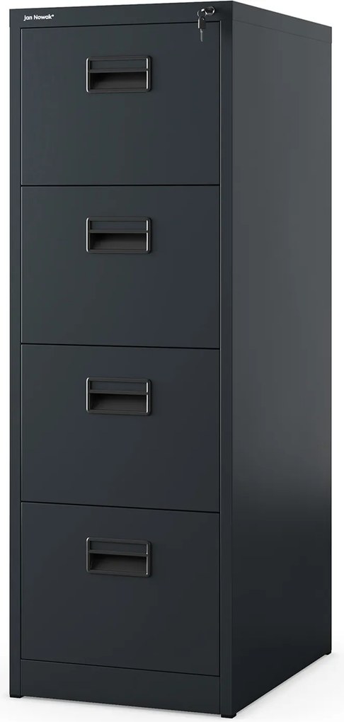 Plechová kartotéka, 4 zásuvky SARA V4, 460 x 1320 x 620 mm, antracitová