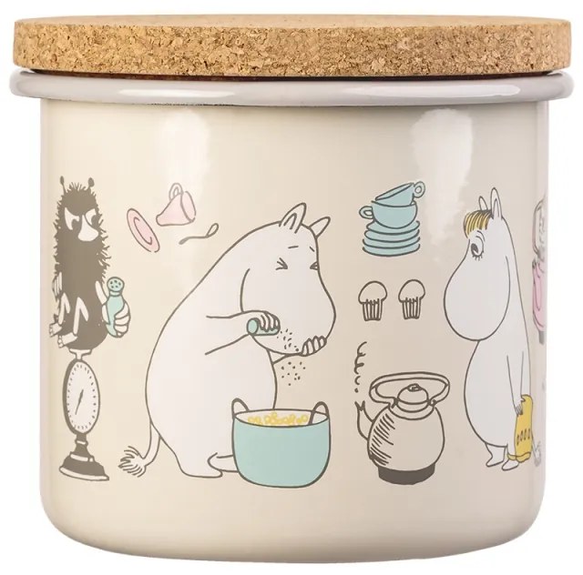 Dóza s víkem Moomins Bon Appétit 1,3l, smalt-korek / béžová