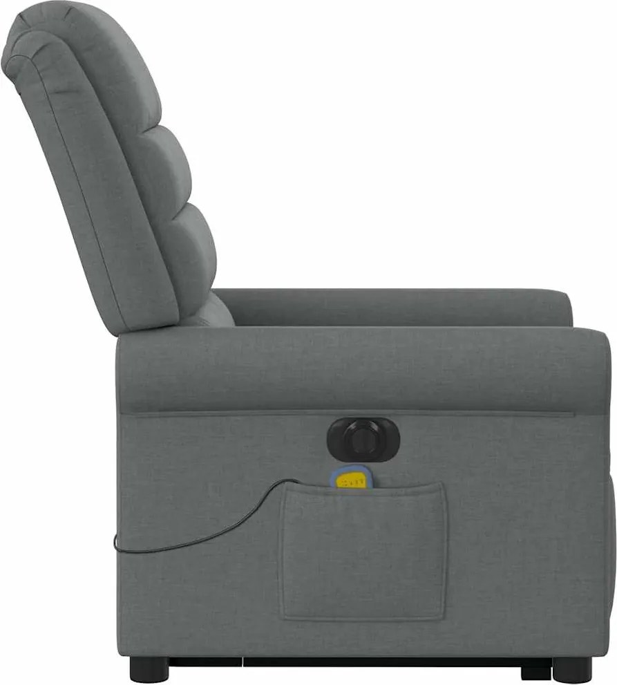 Elektrické zvedací masážní polohovací křeslo tmavě šedé textil 3303345