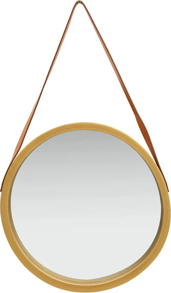 Nástěnné zrcadlo s popruhem 50 cm zlaté 320365