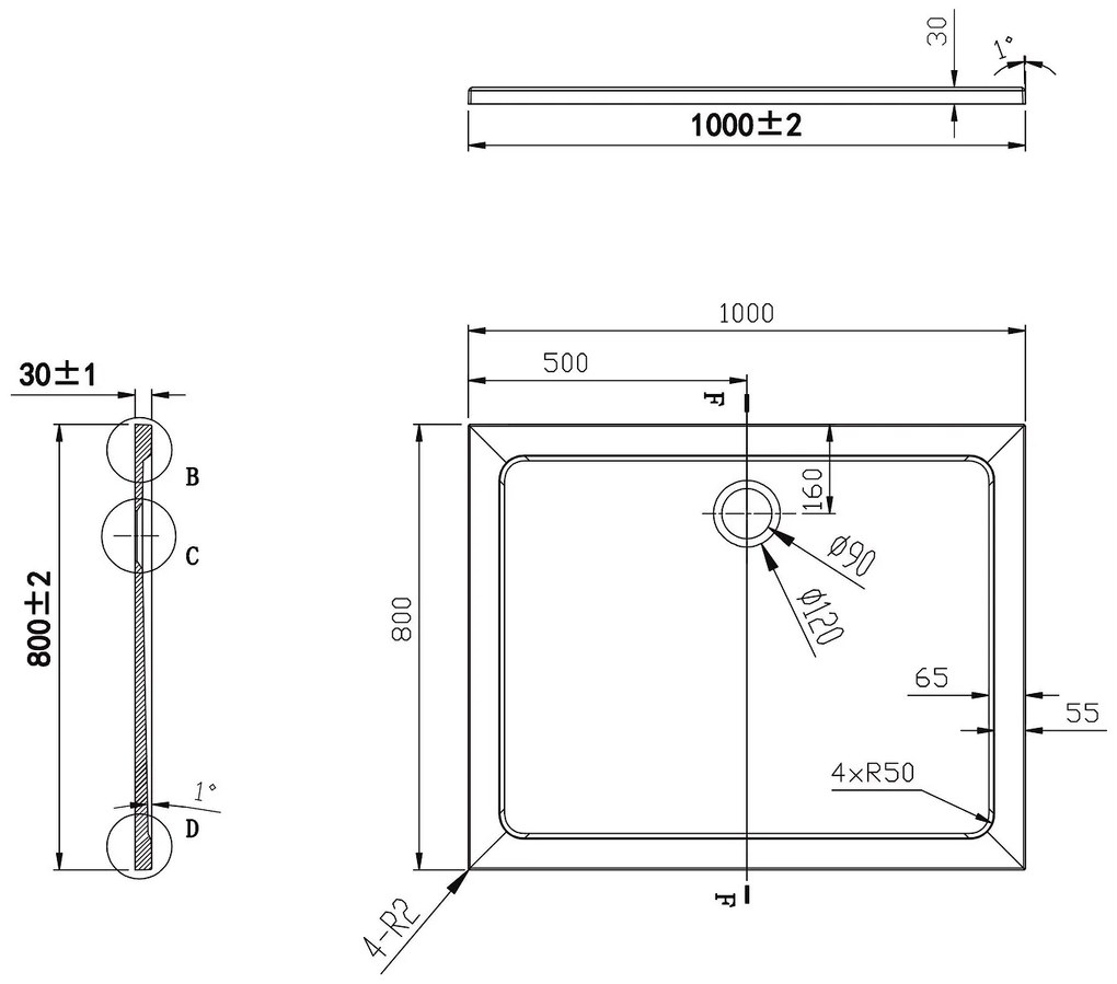 Olsen Spa Venets 100 x 80 x 3 cm VANKOBD8010 sprchová vanička