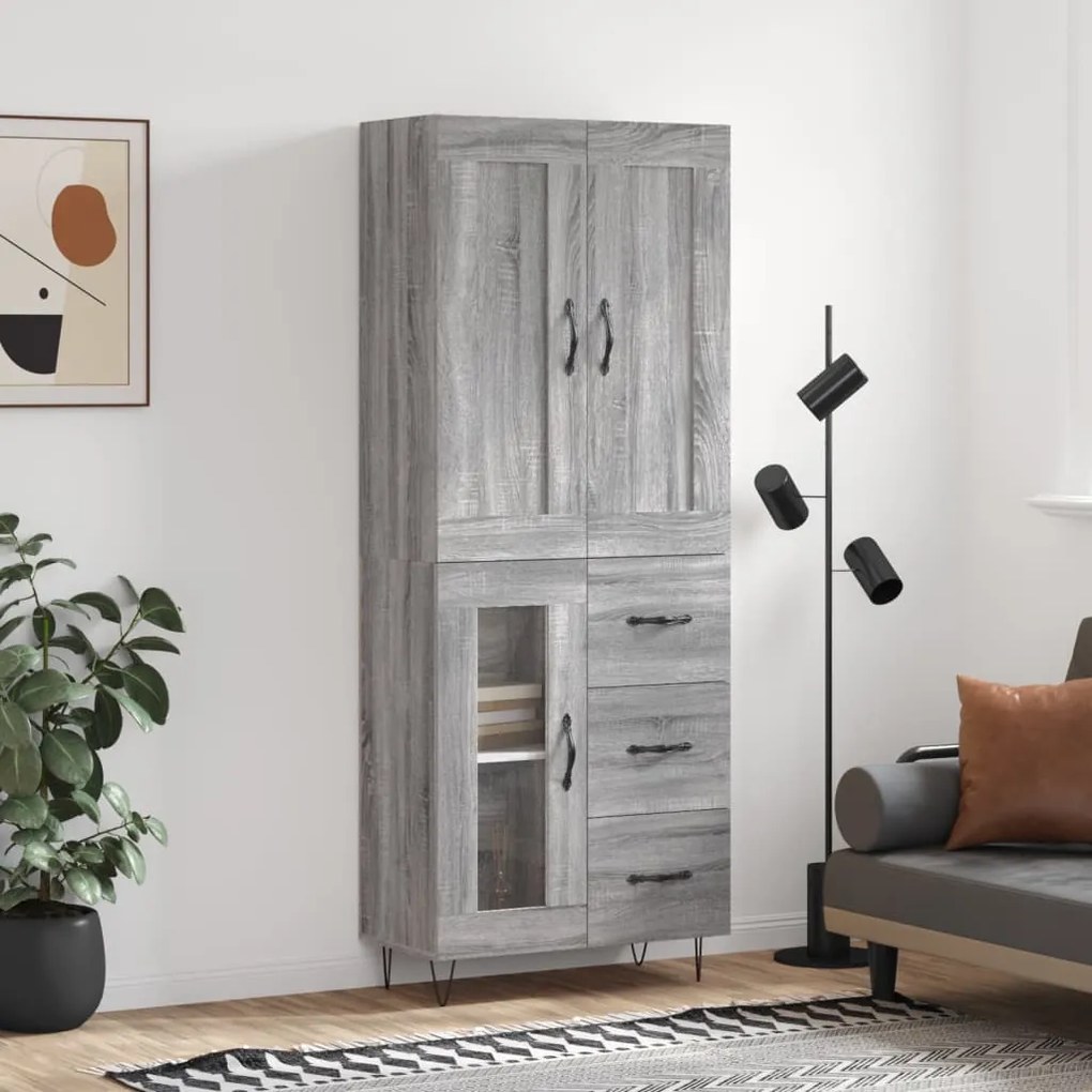 Skříň highboard šedá sonoma 69,5 x 34 x 180 cm kompozitní dřevo