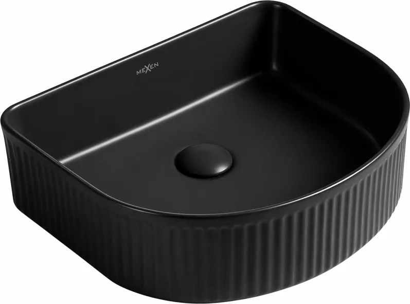 Mexen Grovo umyvadlo na desku rýhované 41 x 36 cm, černá mat - 22304285