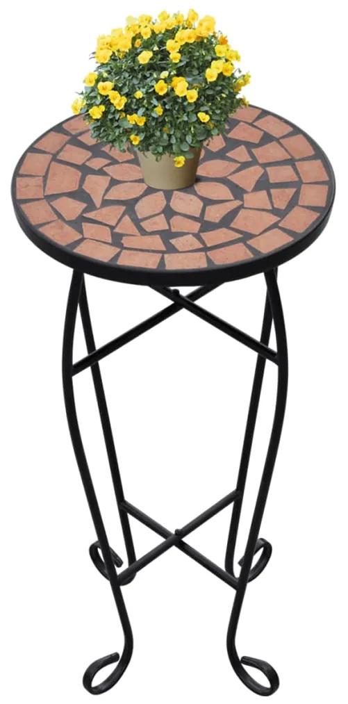 41127 vidaXL Mozaikový stolek na květiny - průměr 30 cm - terakota