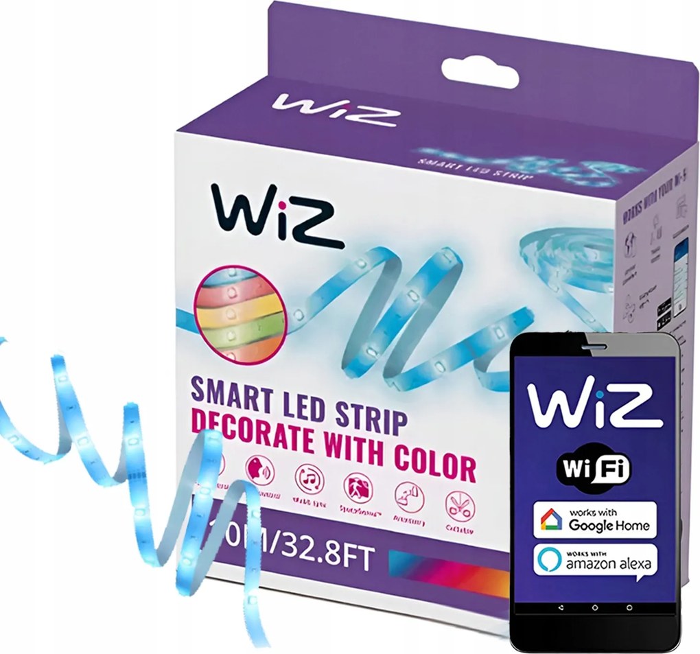 Led pásek 10M Vícebarevný Rgb Smart WiFi Aplikace WiZ