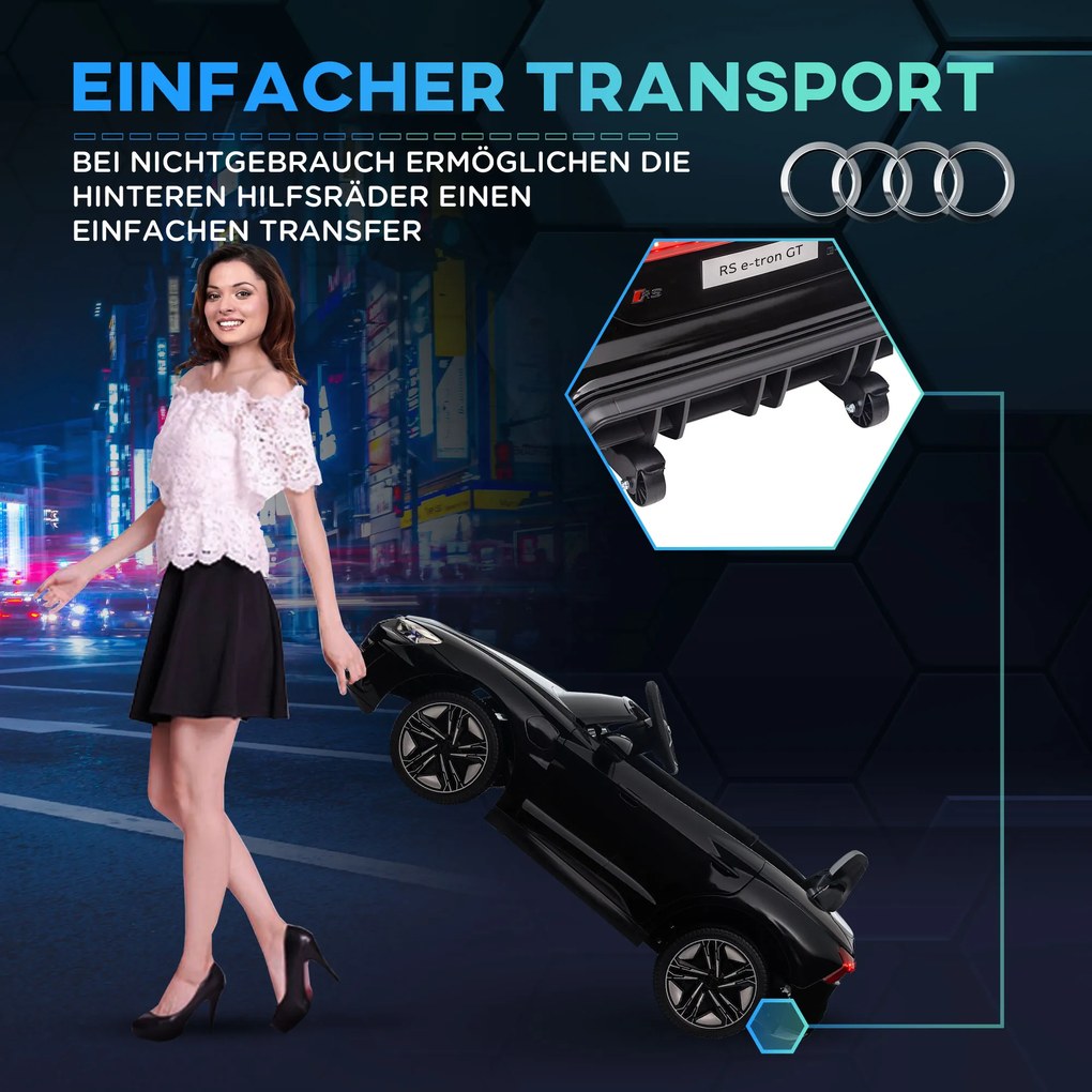 HOMCOM Dětské elektrické autíčko AUDI RS e-tron GT s dálkovým ovládáním, bezpečnostním pásem, klaksonem, hudbou a světlomety, do 5 km/h, pro děti od …