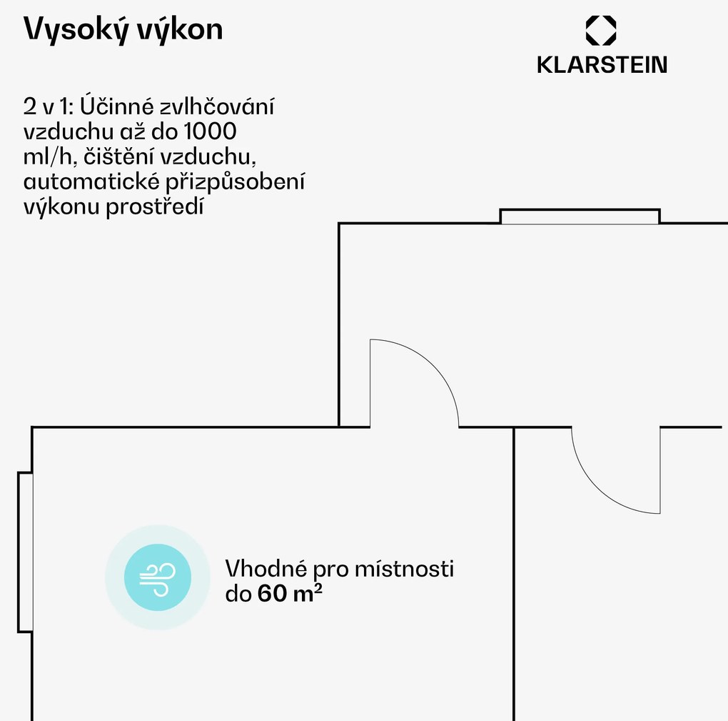 Klarstein AireLux Smart, čistička a zvlhčovač vzduchu 2 v 1, CADR 400 m³/h, šedá