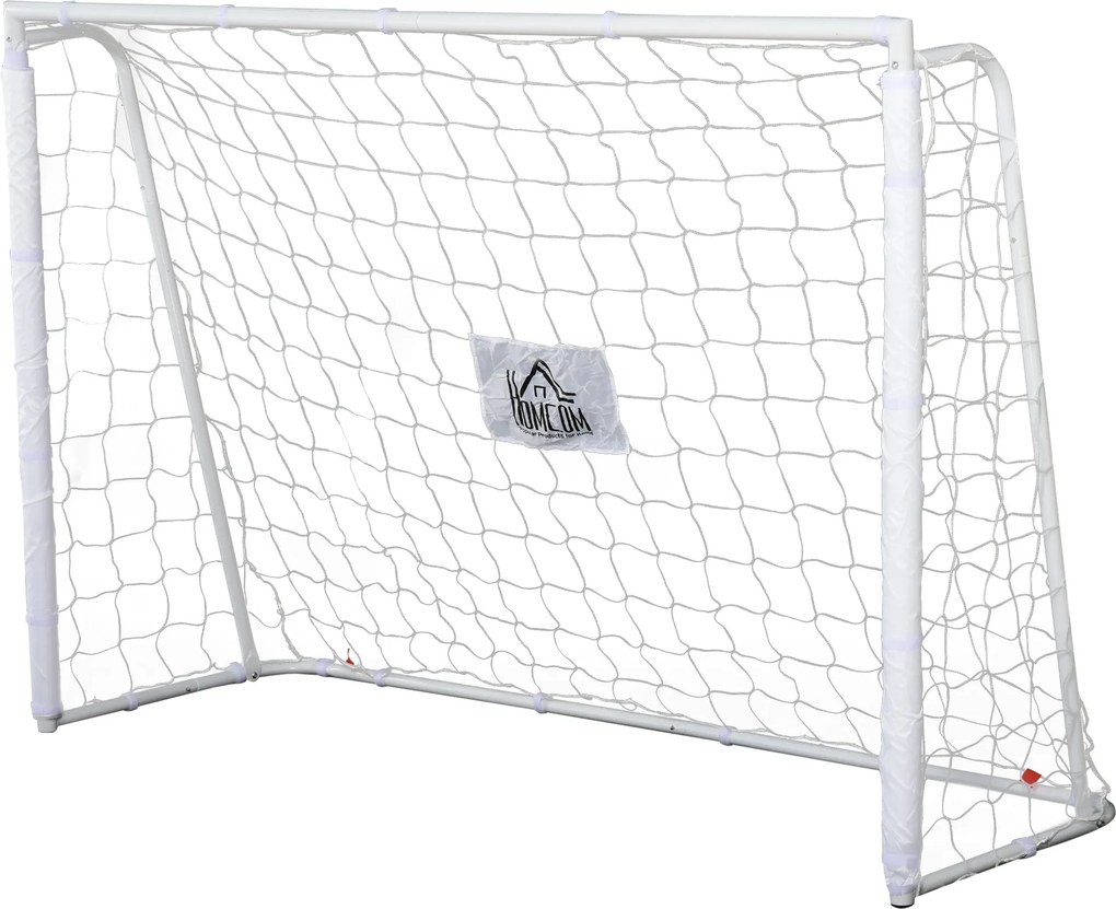 HOMCOM Fotbalová brána - Fotbalový gól - Tréninková brána, rozměry 186D x 62Š x 123V cm - kovový rám, PE síť, kolíky a nářadí včetně - bílá | Aosom
