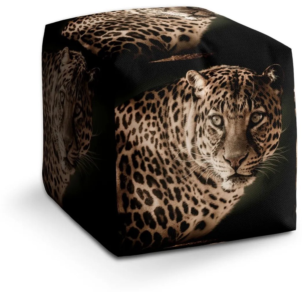 Sablio Taburet Cube Levhart: 40x40x40 cm