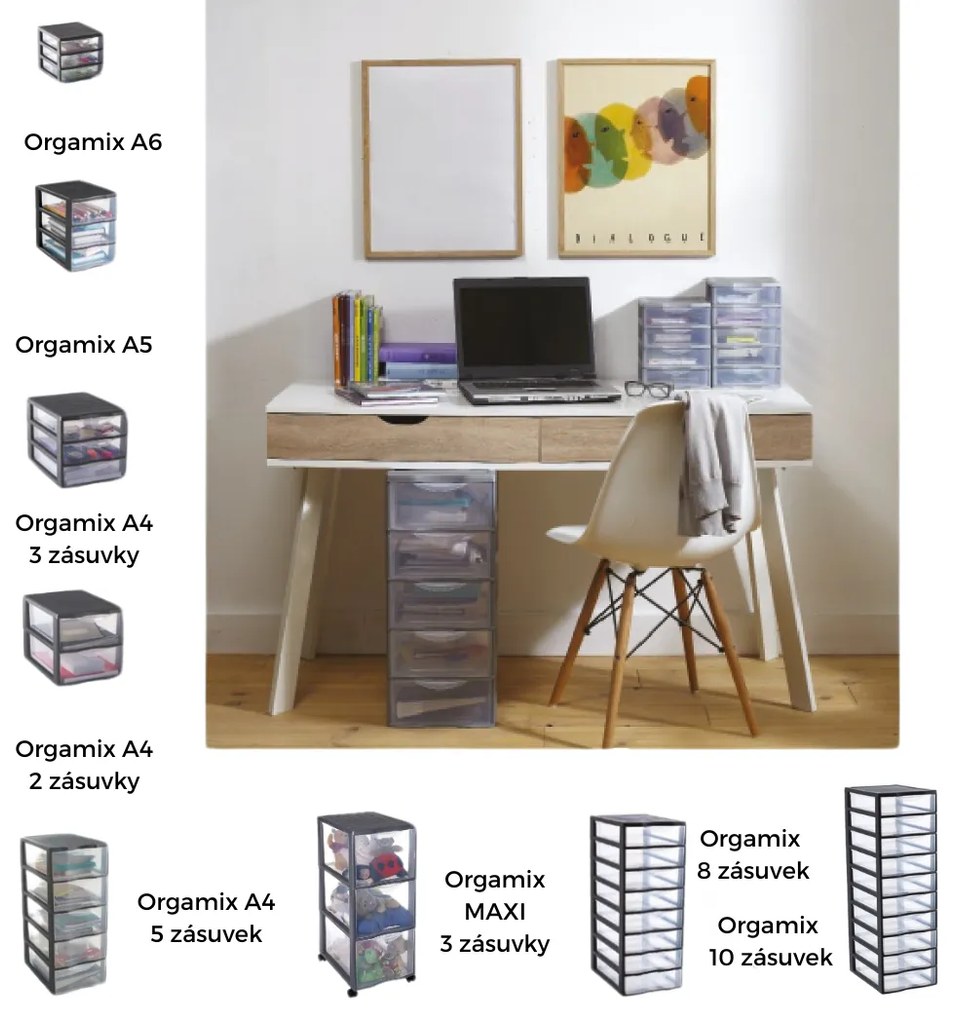 SUNDIS Úložný box s 10 zásuvkami, antracit, OFFICEMIX A4 10A