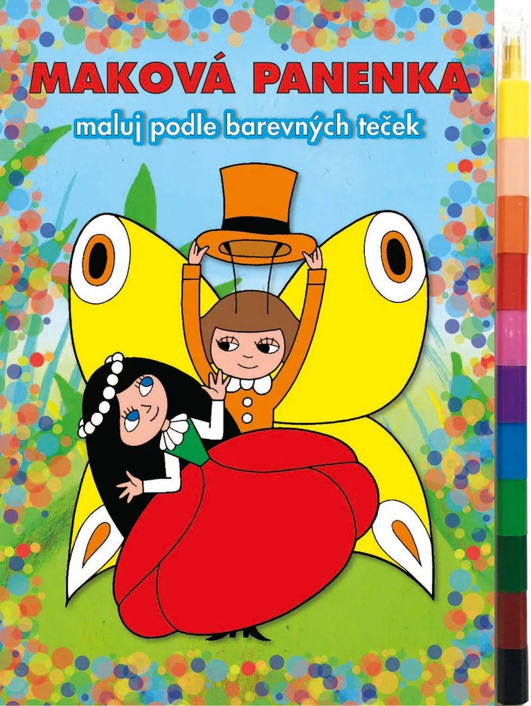 AKIM Maluj podle barevných teček Maková panenka omalovánky s voskovkami 708964