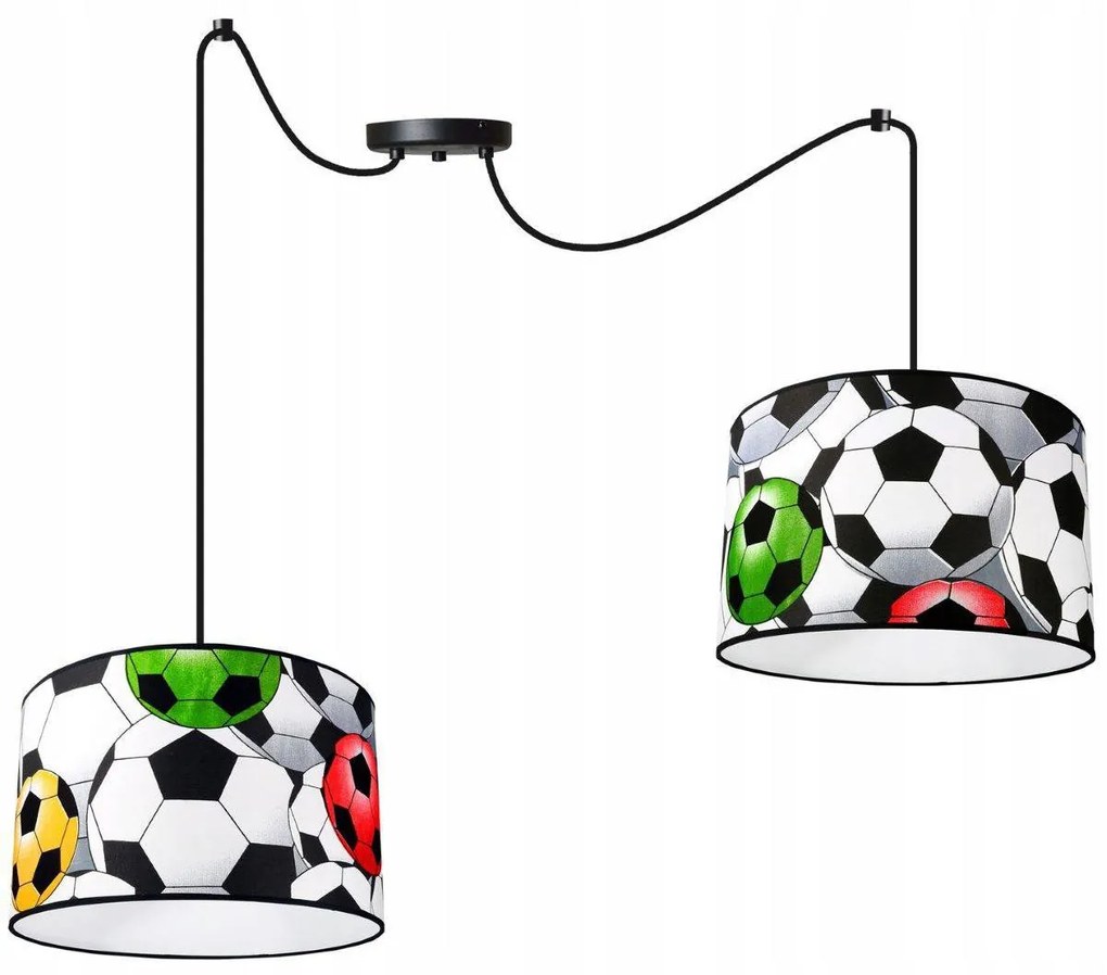 Dětské závěsné svítidlo Soccer Spider, 2x textilní stínítko se vzorem, (výběr ze 2 barev konstrukce)
