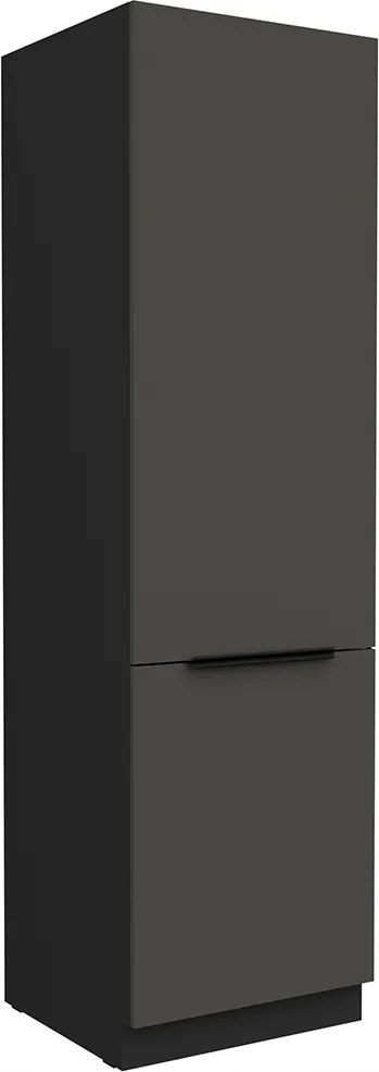 ARIA pe | vysoká skříňka 60 LO-210 2F na vestavnou lednici | 60 cm | ANTI FINGERPRINT povrch | černá/šedá grafit