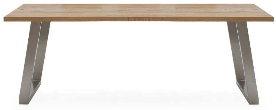 Jídelní stůl z kovu a dubového dřeva VIDA Living trier, délka 2,1 m