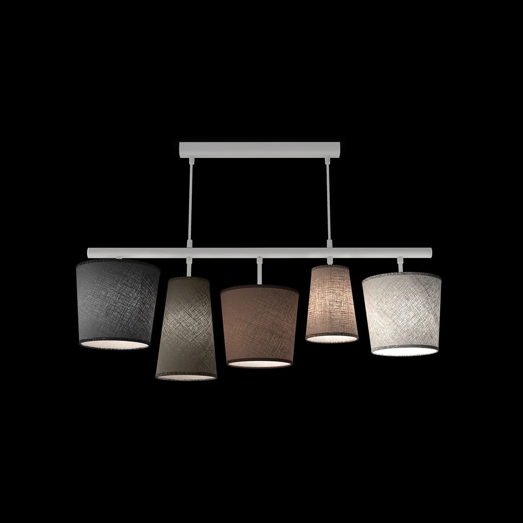 Light for home - Skandinávský Závěsný  Lustr ze pěti stínítek různých tvarů., 5x40W, E14, Bílá