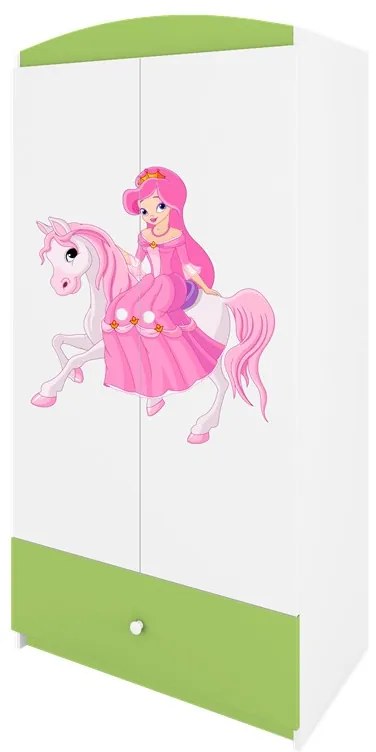 Dětská skříň Babydreams 90 cm princezna zelená