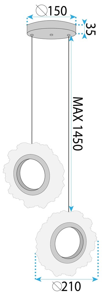 Toolight Toolight, LED závěsné osvětlení 2x21cm, 10W, 3000K, LHJ103-2CP, růžové zlato, OSW-60048