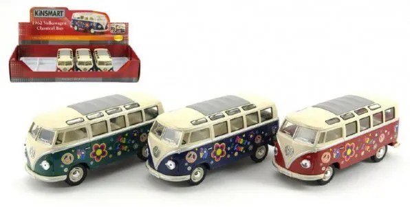 Autobus Kinsmart Volkswagen Classical kov 18cm asst 3 barvy 6ks v Autobus kovový Kinsmart Volkswagen Classical červený 1:24