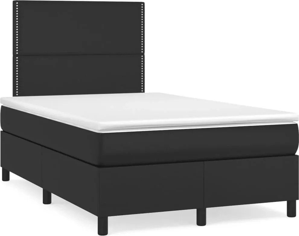 Box Spring Postel S Matrací A Led Černá Umělá Kůže Černá Hladké s hřebíky