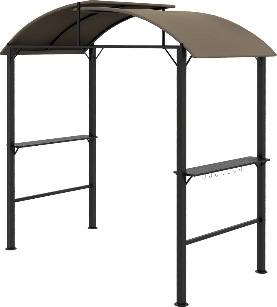 Outsunny BBQ altánek 1.1 x 2.3m s háčky, grilovací stan odolný vůči povětrnostním vlivům s polyesterovou střechou, 2 boční police, pro grily do 100 cm