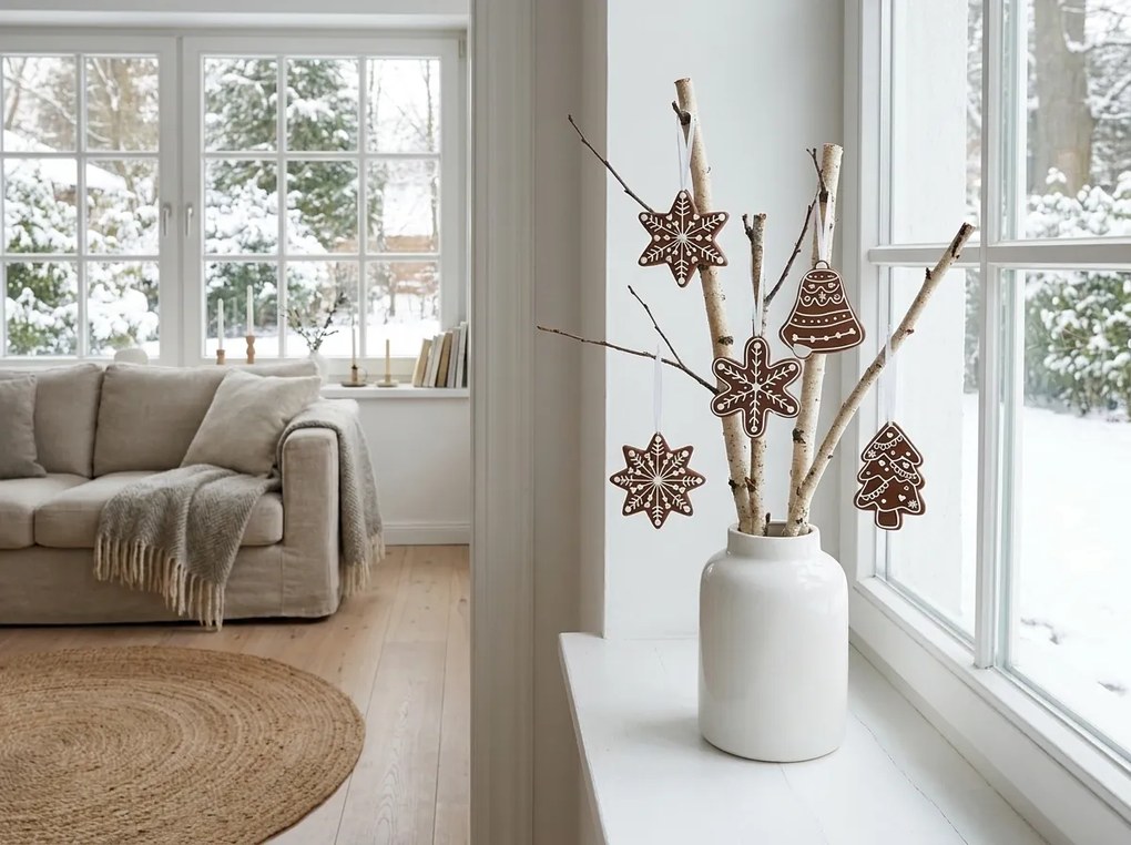 Závěsná vánoční ozdoba CANDY SNOWFLAKE 10 cm, hnědá