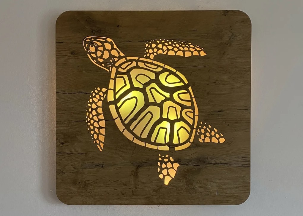 Li-Go "Želva" světelný obraz RGBW s baterií 62x62cm provedení povrchu: dub světlý