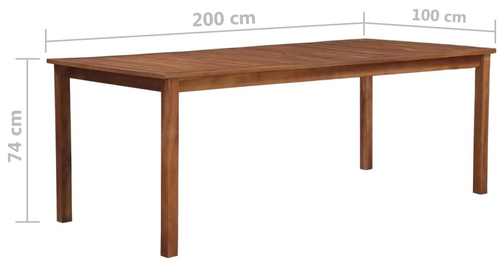 Zahradní stůl 200 x 100 x 74 cm masivní akáciové dřevo