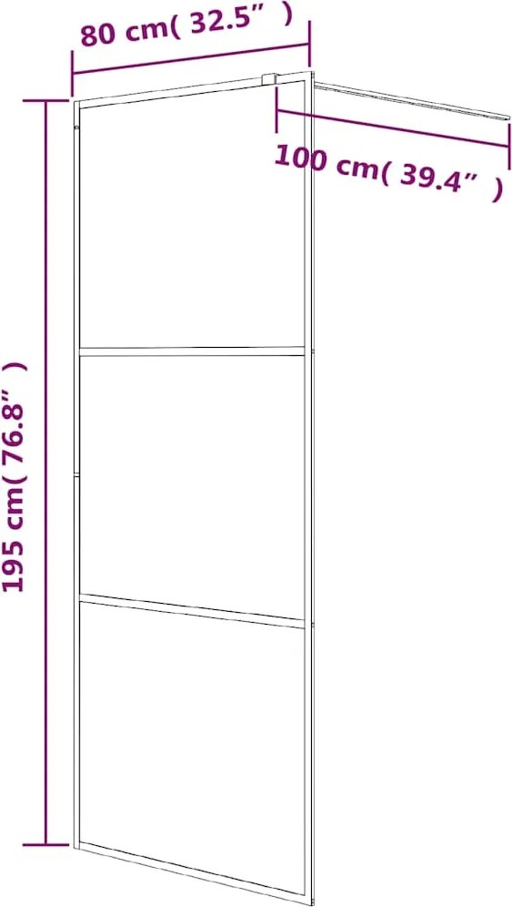 Sprchová zástěna walk-in 80 x 195 cm napůl mléčné ESG sklo 152105