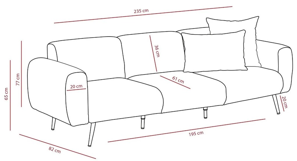 Hanah Home Třímístná pohovka SIDE krémová 235 cm