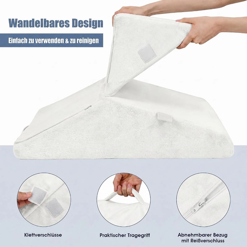 Costway Memory Foam Polštář na spaní Klínový polštář na spaní, bílý
