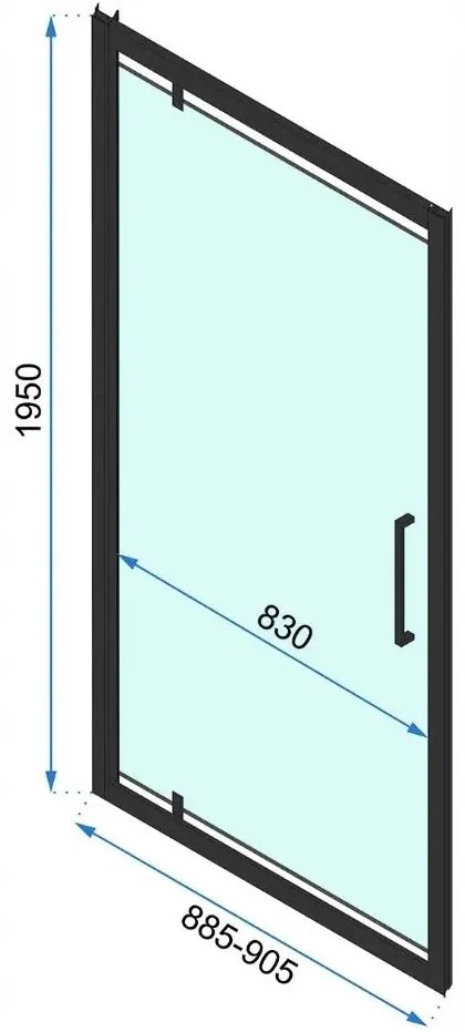 Rea Rapid Swing, 1-křídlé sprchové dveře 900x1950 mm, 6mm čiré sklo, zlatý matný profil, REA-K2502