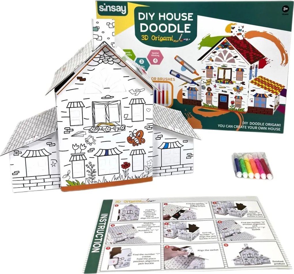 Sinsay - DIY sada na sestavení a vybarvení domečku - vícebarevná