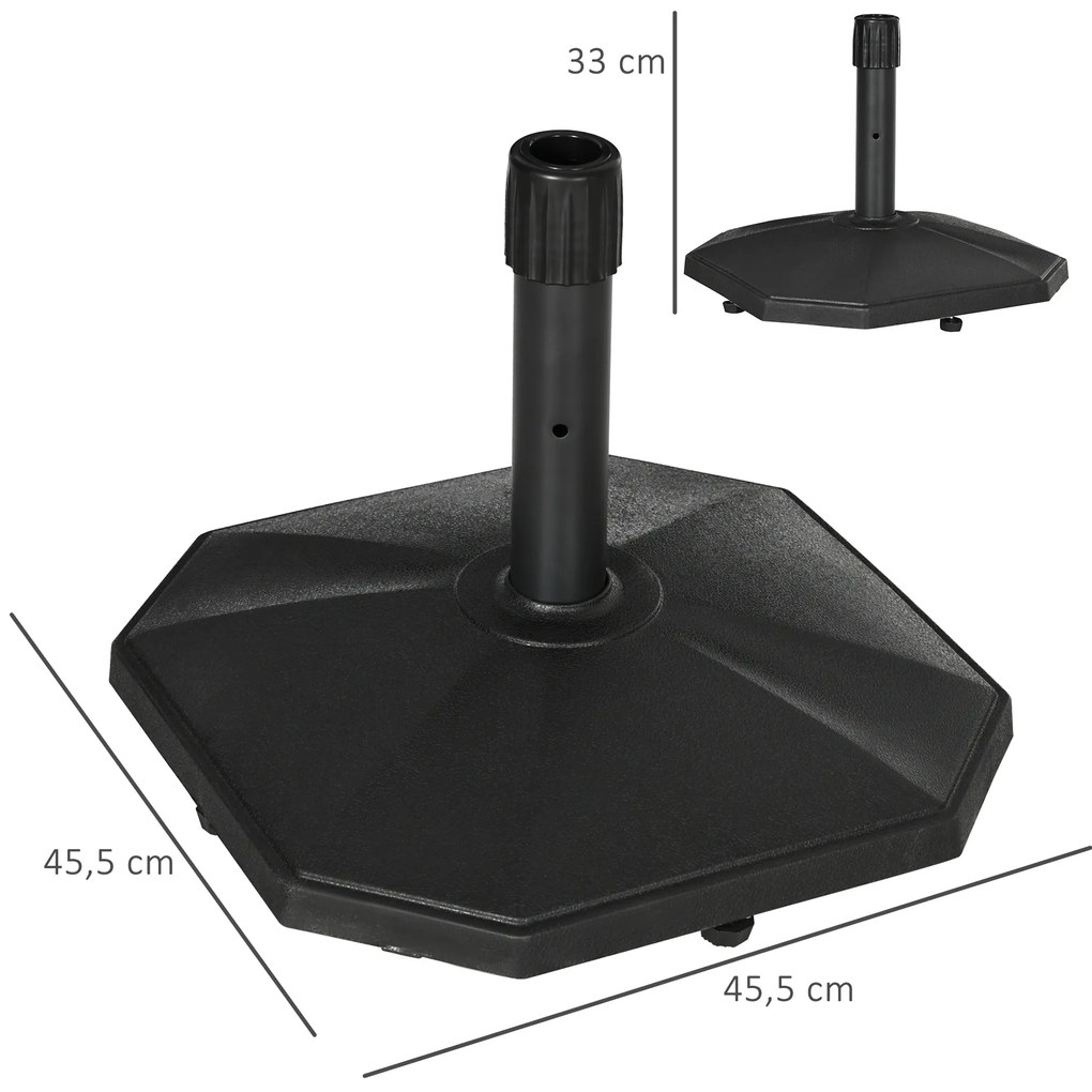 Stojan na slunečník Outsunny 22kg stabilní podstavec na slunečník pro tyče Ø32/34/38mm z cementu ideální pro zahradu černý Ø46x39H cm | Aosom.de