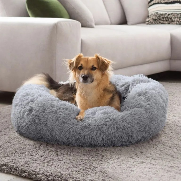 Petstuff Pelíšek pro psa, kulatý, světle šedý, 100 cm