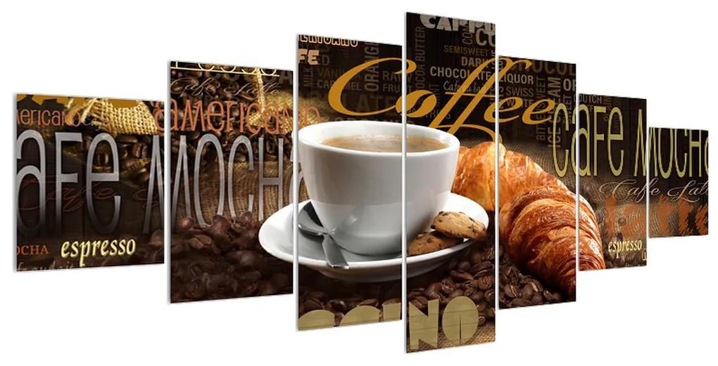 Obraz kávy a croissantů (210x100 cm)