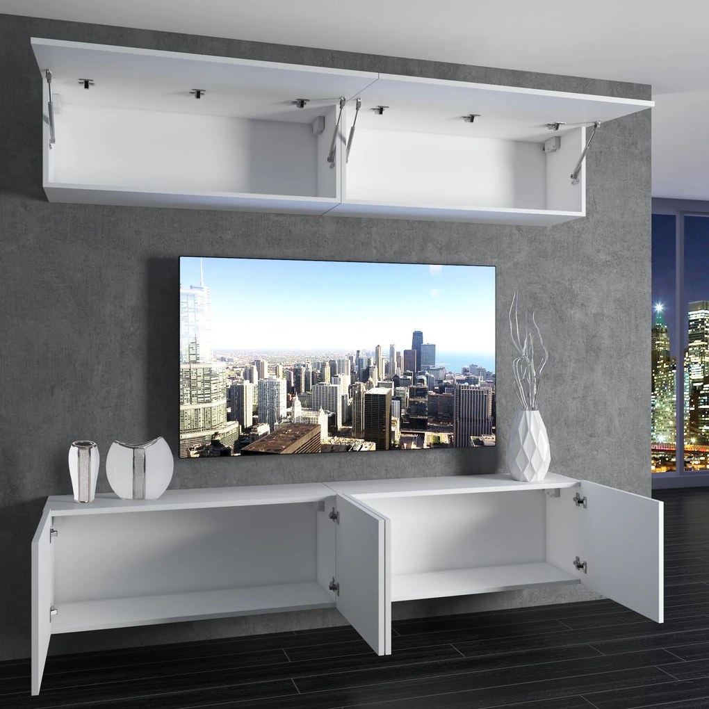 Obývací stěna Belini Premium Full Version  šedý antracit Glamour Wood + LED osvětlení Nexum 96  NEX 6/0/W/GW1/0/0/PP