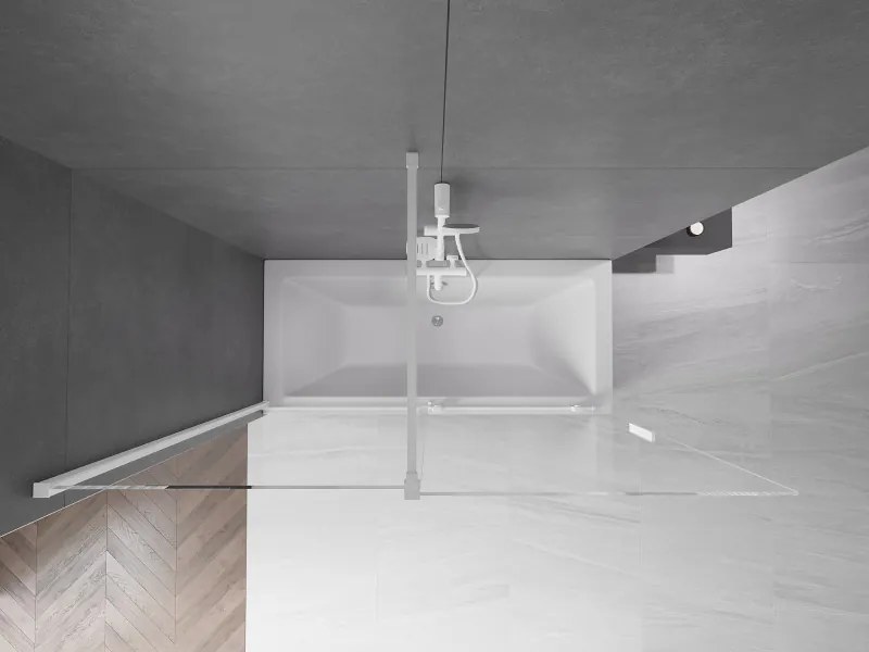 Mexen Velar, 2-křídlová posuvná vanová zástěna 170 x 150 cm, 8mm čiré sklo, bílý profil, 896-170-000-01-20