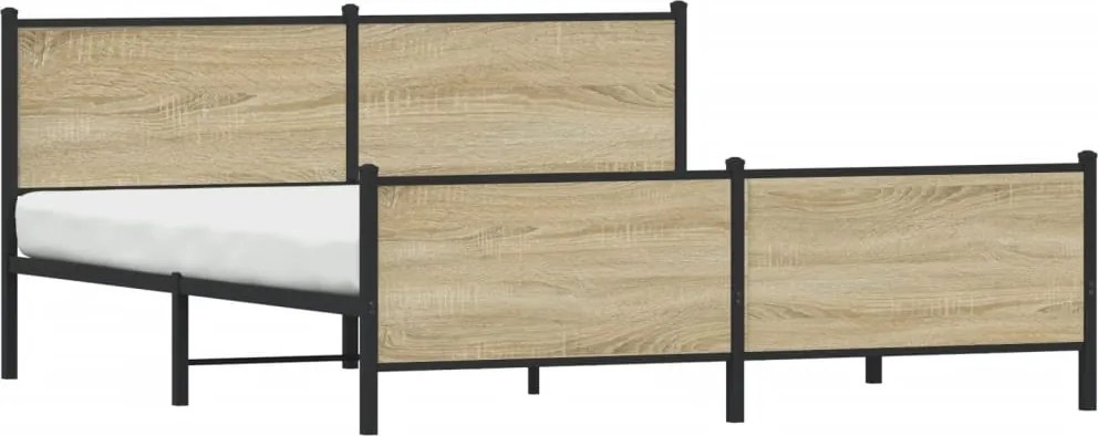 Kovový rám postele bez matrace dub sonoma 180 x 200 cm 3301364