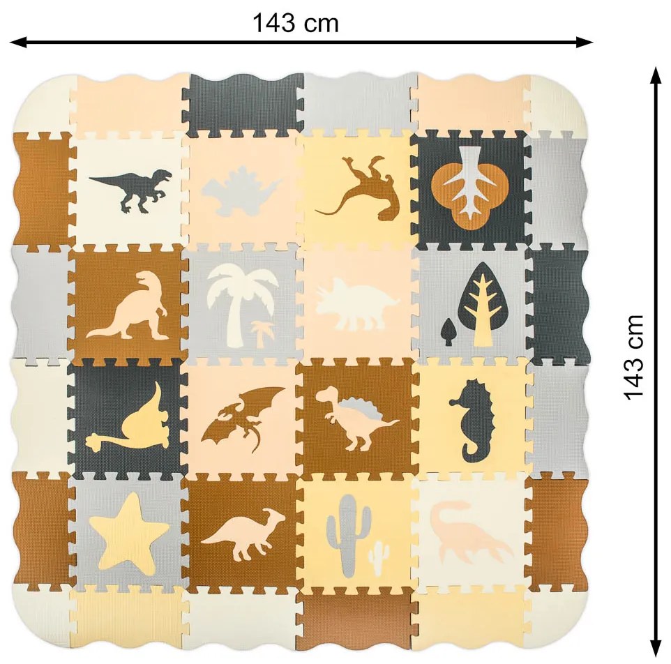 Creative Corner Pěnová podložka na puzzle / ohrádka 36el. dinosauři 143cm x 143cm x1cm